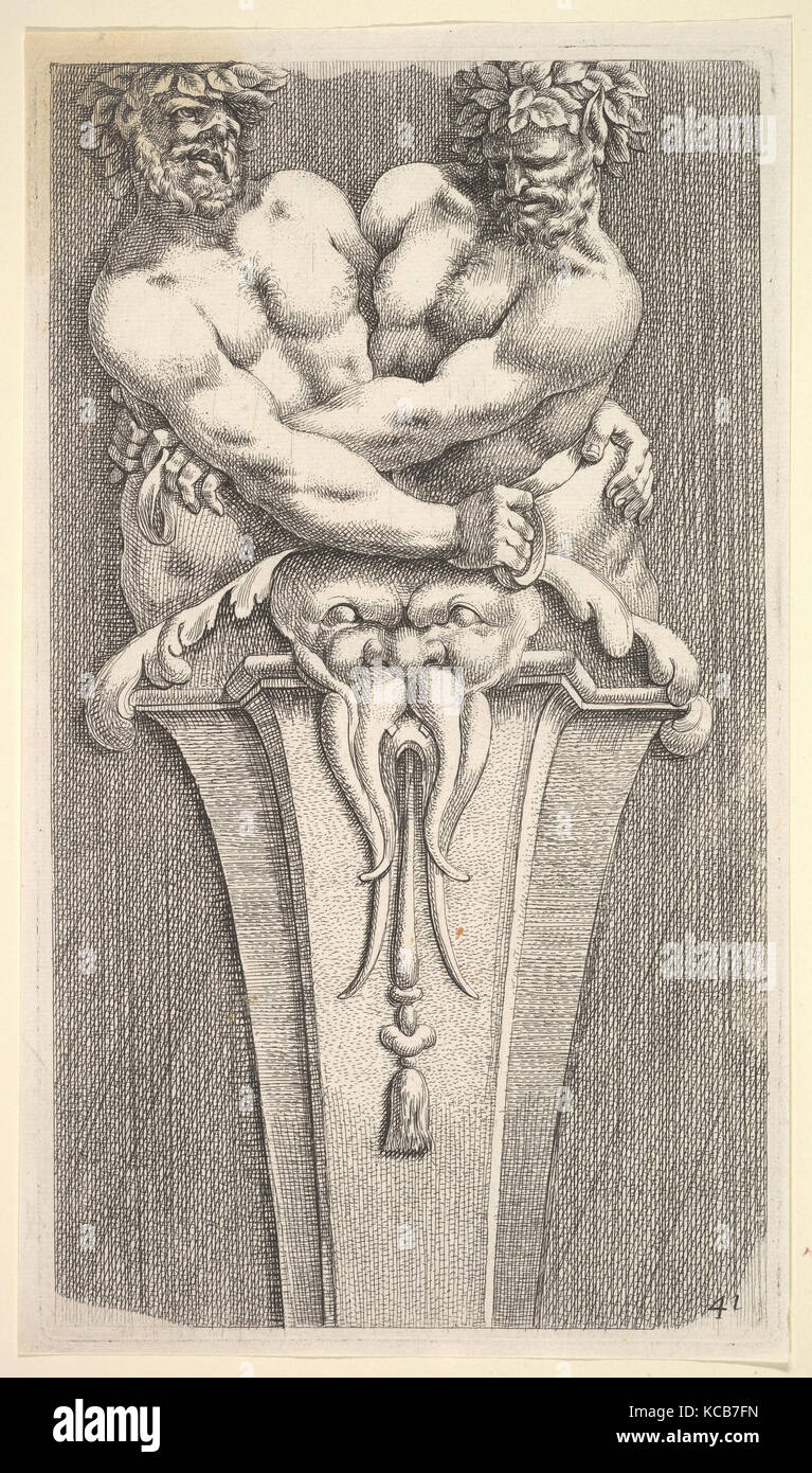 Design for a Term with Two Bacchic Figures, from: Curieuses recherches ...