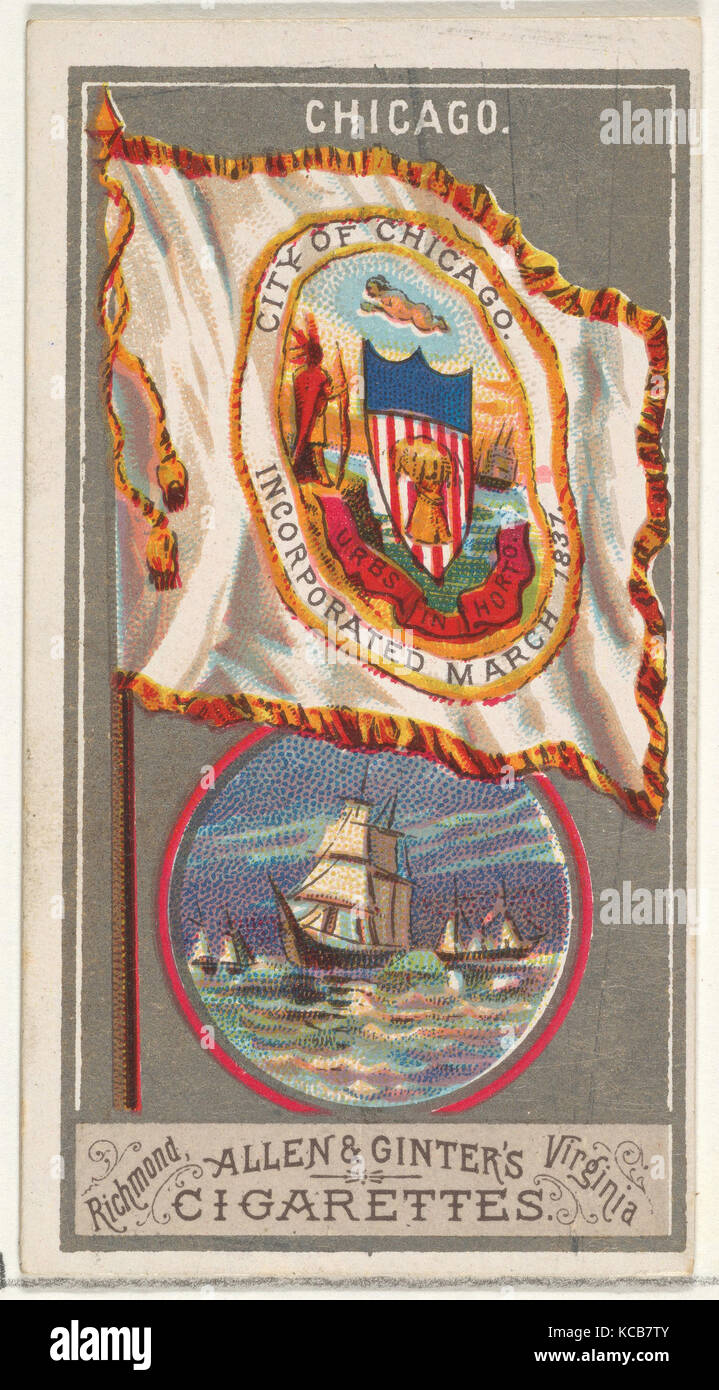 Chicago, from the City Flags series (N6) for Allen & Ginter Cigarettes ...