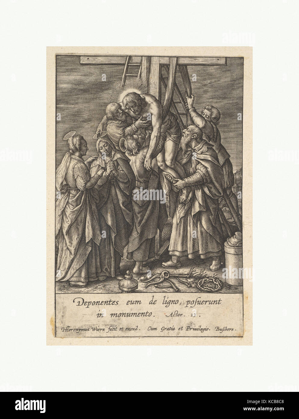 Descent from the Cross, before 1619, Engraving; second state of two ...