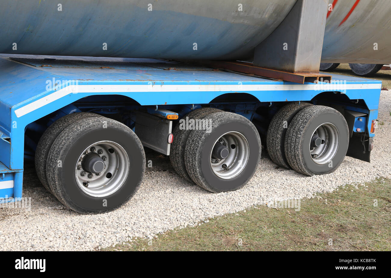 huge lorry for transport of heavy goods with two couples of wheels for ...