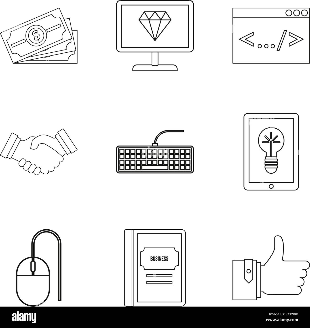 Professional programmer icons set, outline style Stock Vector Image ...