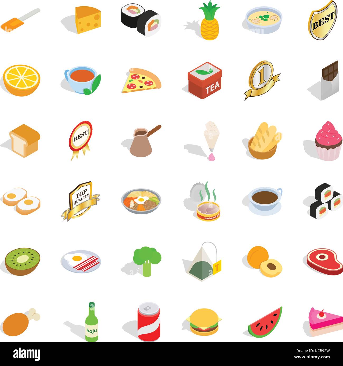 Quality food icons set, isometric style Stock Vector Image & Art - Alamy