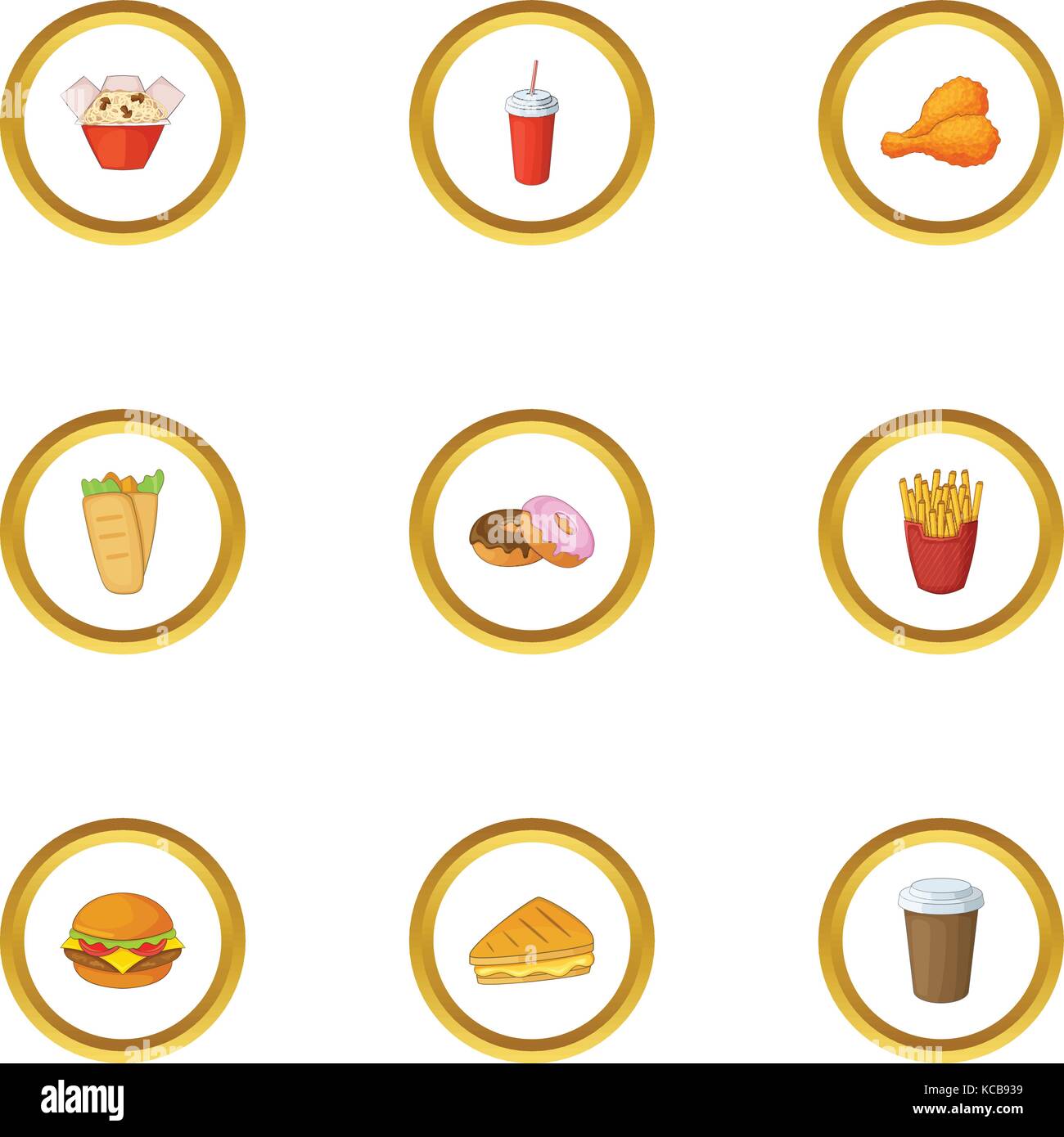 Unhealthy food icons set, cartoon style Stock Vector Image & Art - Alamy