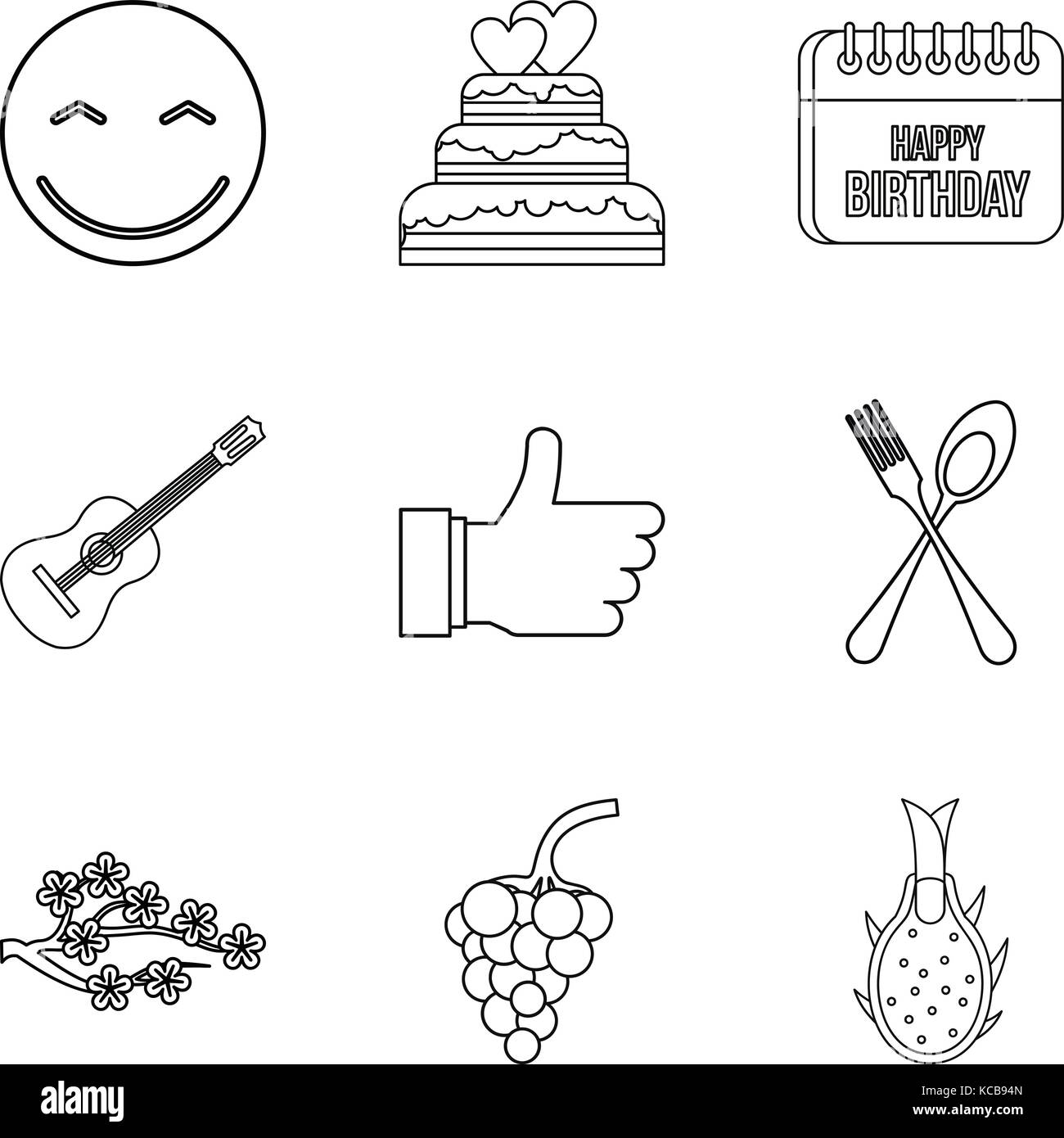 Eat away icons set, outline style Stock Vector Image & Art - Alamy