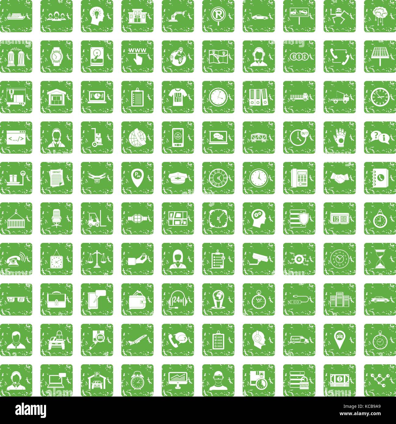 100 working hours icons set grunge green Stock Vector Image & Art - Alamy