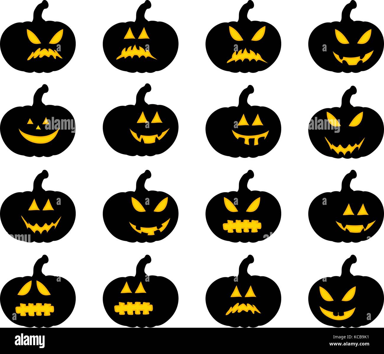 pumpkin smile silhouette set vector symbol icon design. Beautiful ...