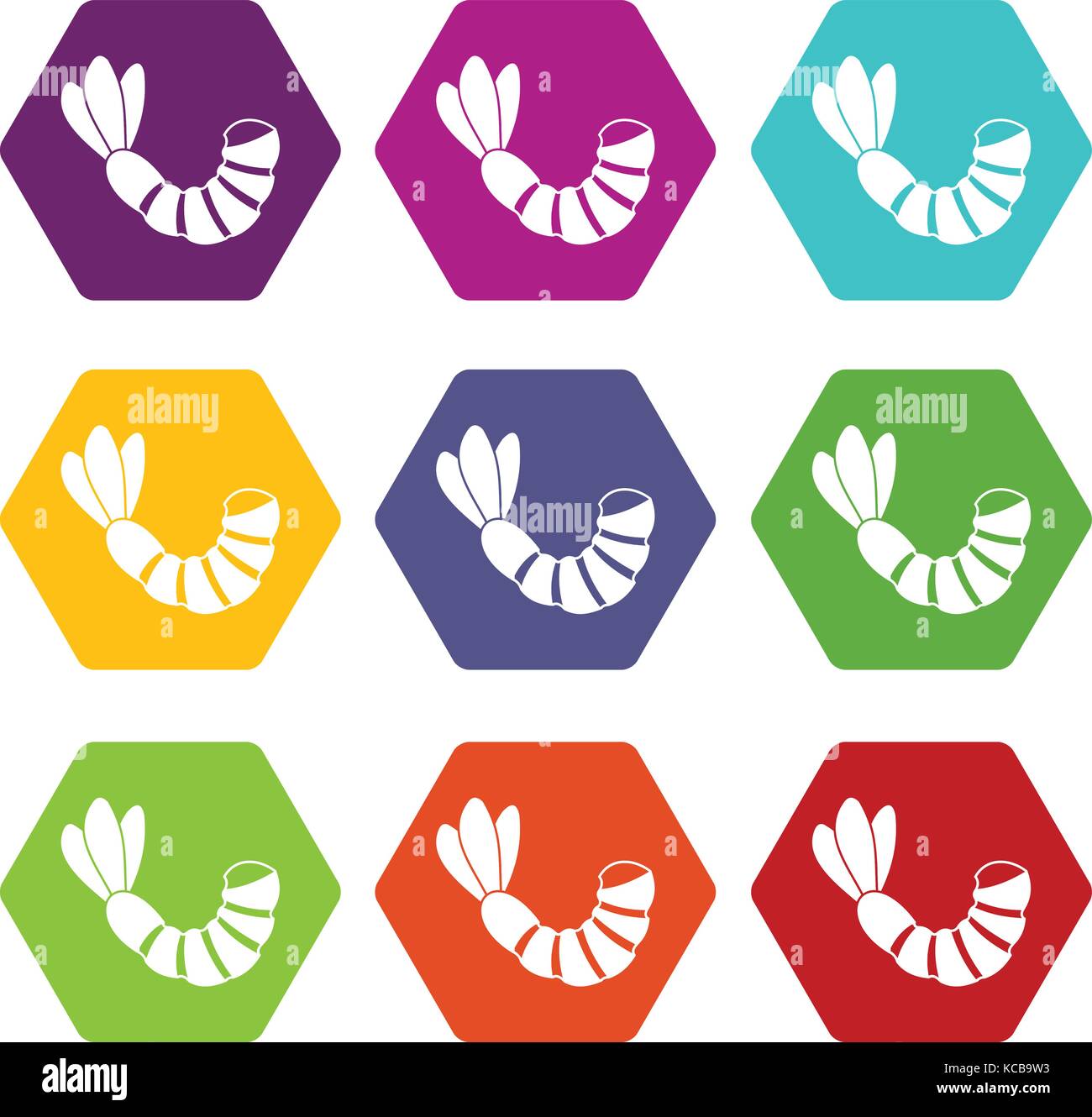 Shrimp icon set color hexahedron Stock Vector Image & Art - Alamy
