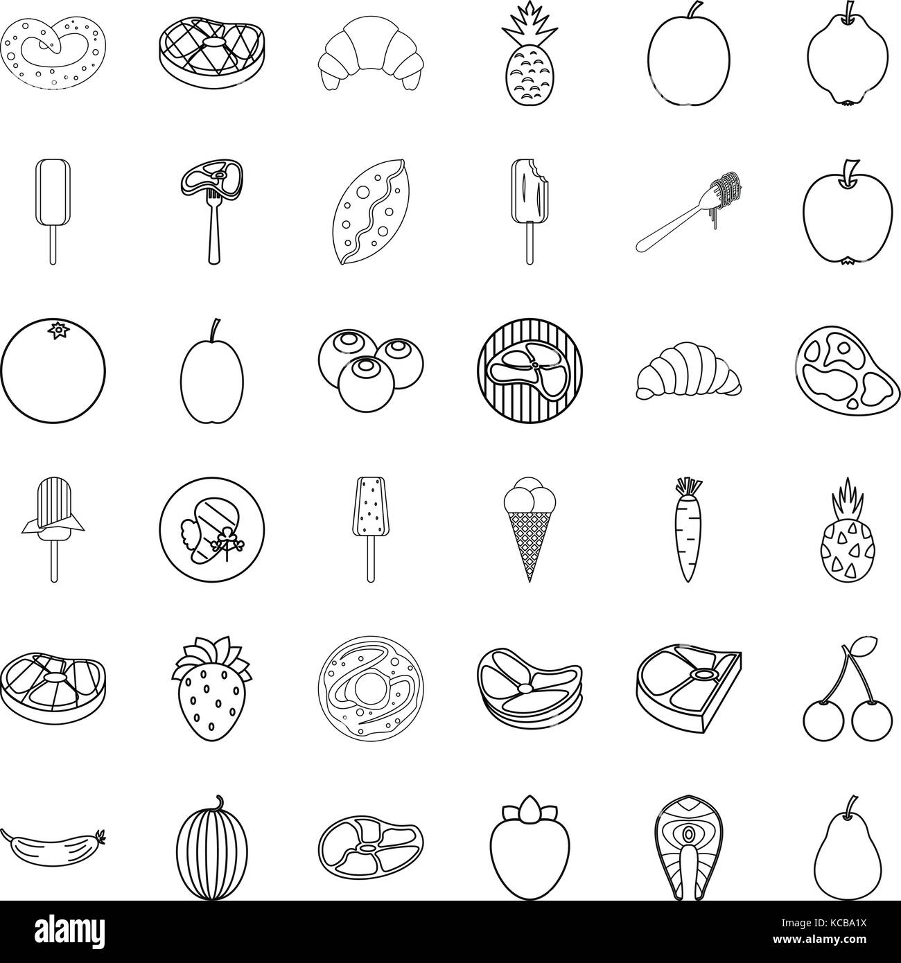 Food icons set, outline style Stock Vector Image & Art - Alamy