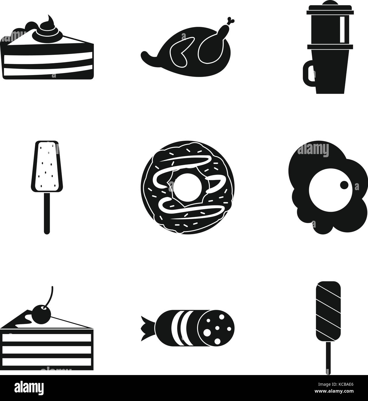 Fatty food icons set, simple style Stock Vector Image & Art - Alamy