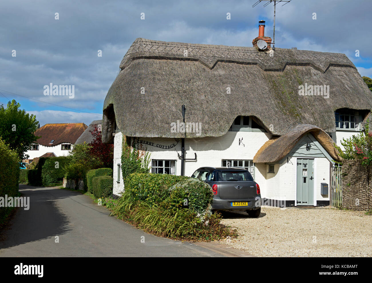Thatched cottages in the village of East Garston, Berkshire, England UK ...