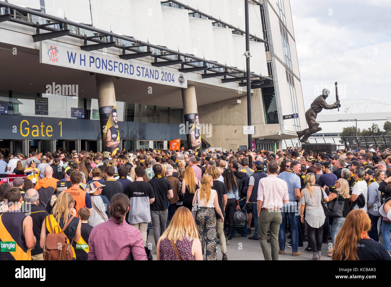Fans outside the MCG, Melbourne Cricket Ground, Victoria, Australia ...