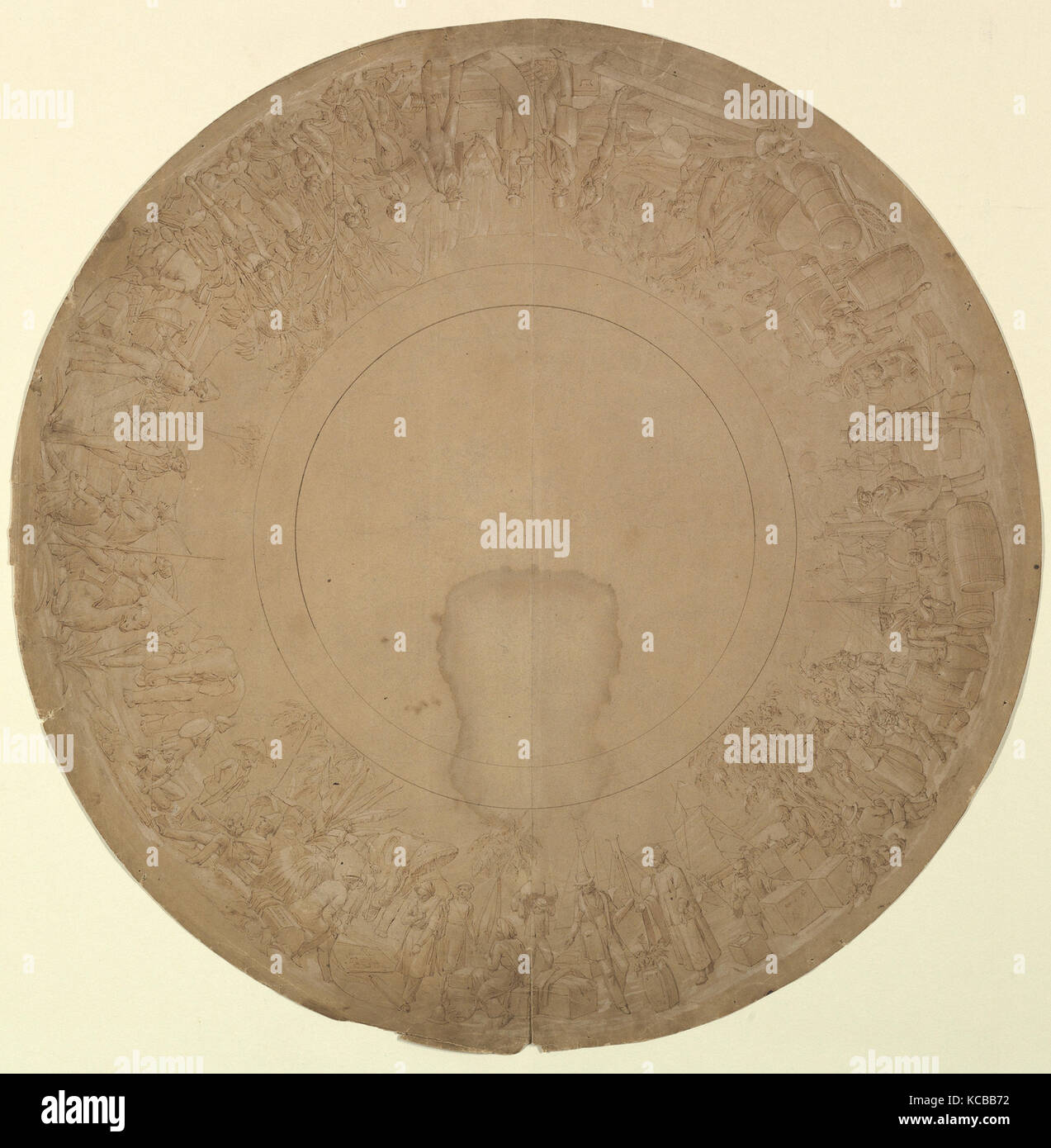 Design for a Plate Border Representing Foreign Trade, Attributed to ...