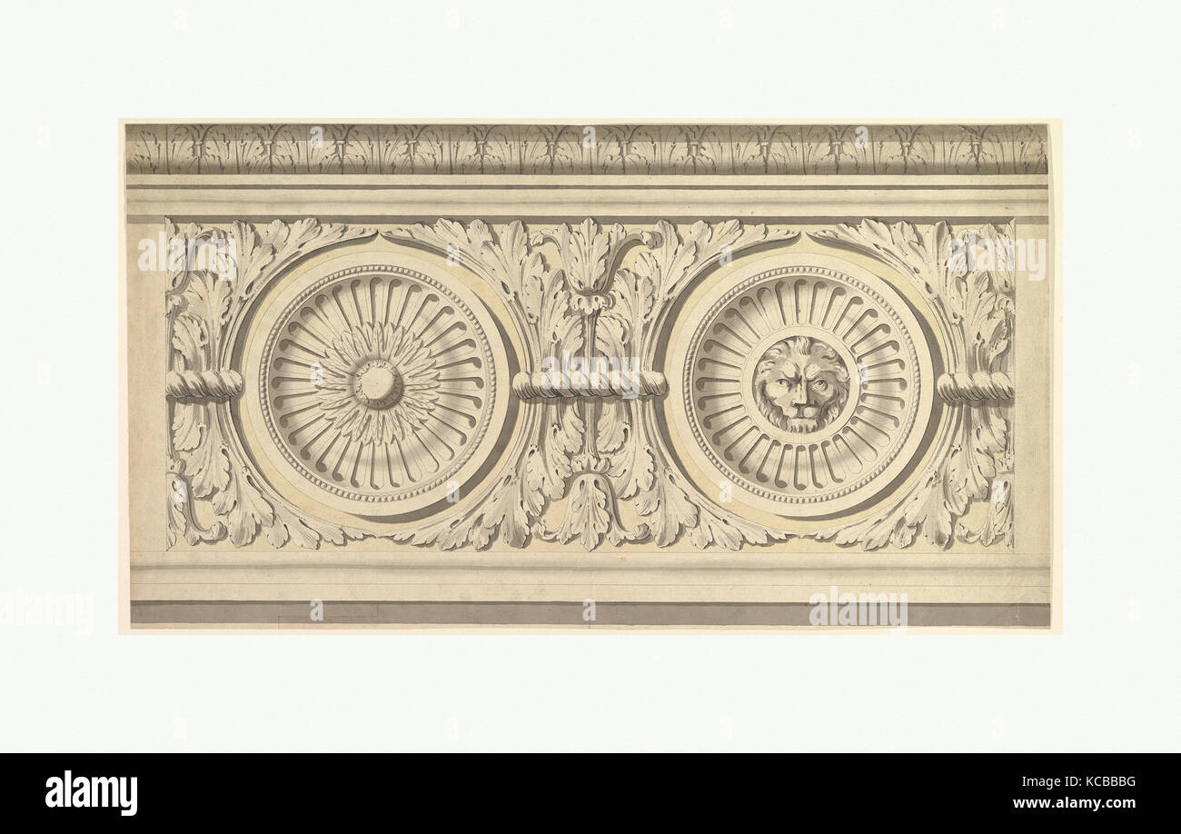 Design for a Frieze, Ornamented with Lion's Head Paterae, John Yenn ...
