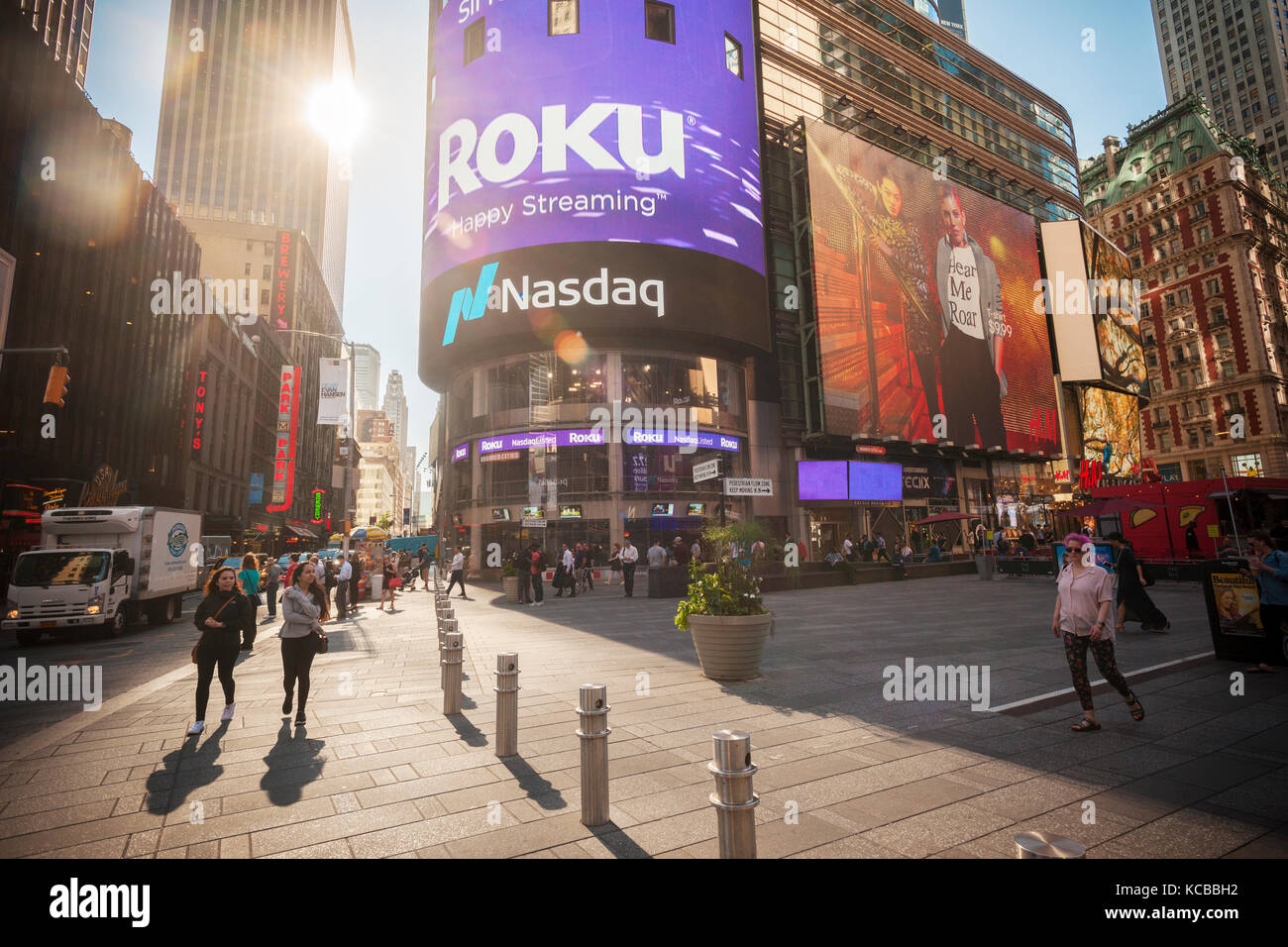 The video screen of the Nasdaq exchange in New York displays ...
