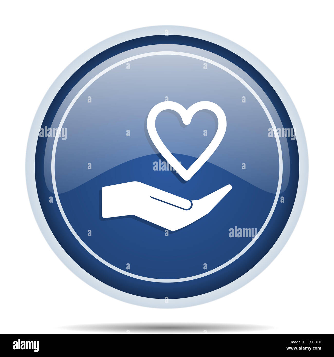 Care love blue round web icon. Circle isolated internet button for ...