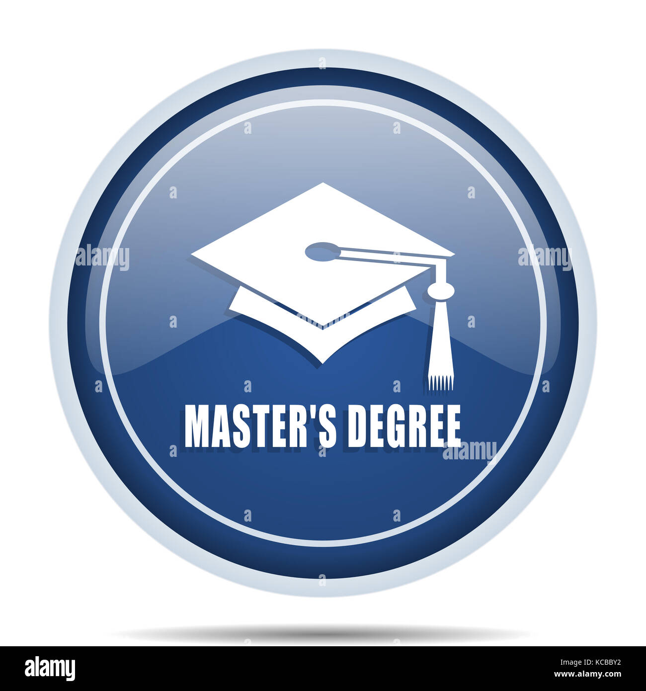 Masters degree blue round web icon. Circle isolated internet button for ...