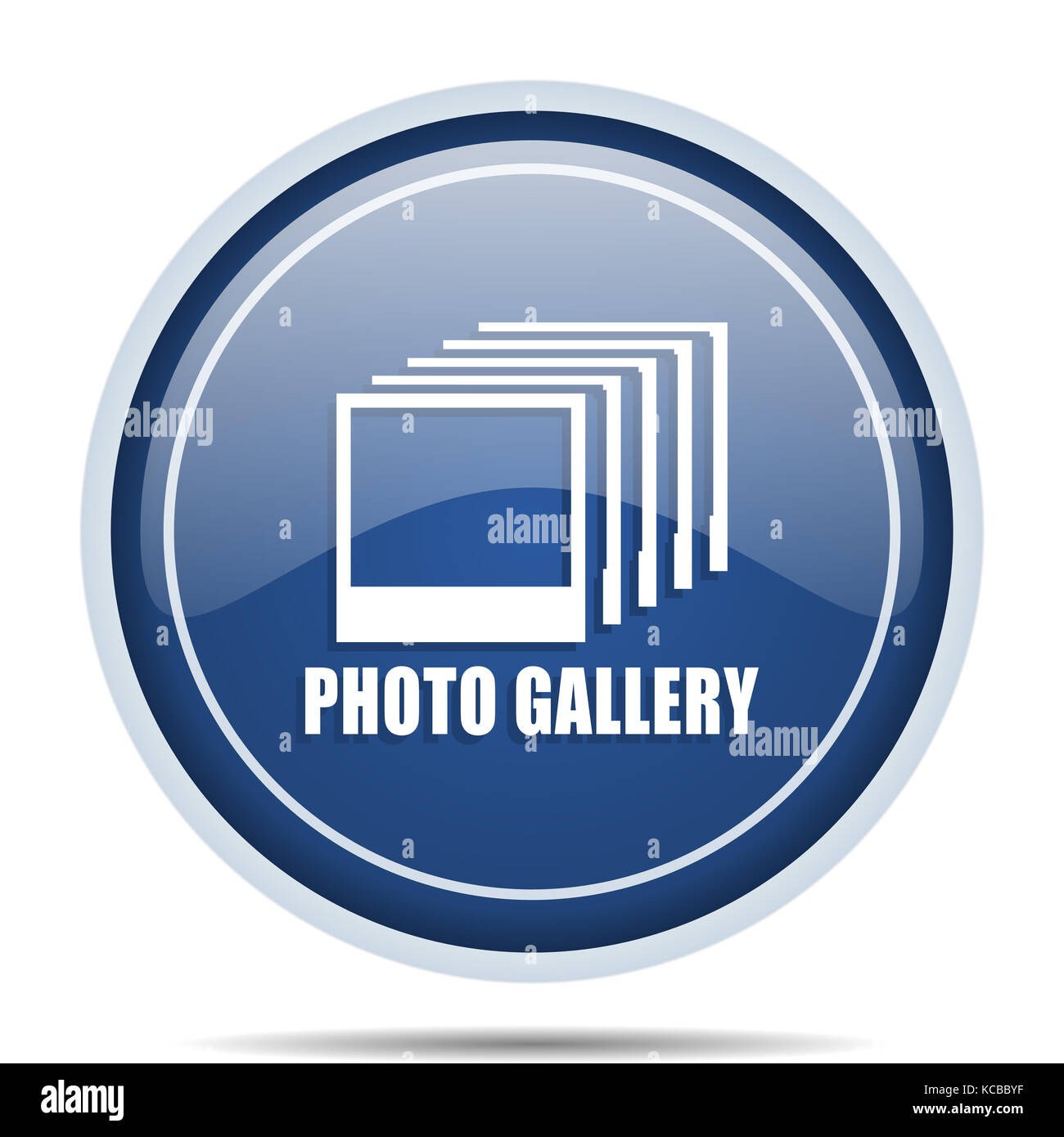 Photo gallery blue round web icon. Circle isolated internet button for ...