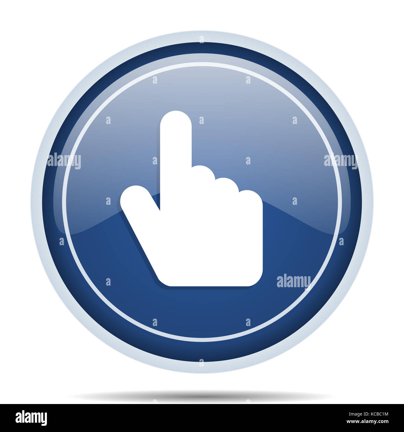 Hand, cursor blue round web icon. Circle isolated internet button for ...