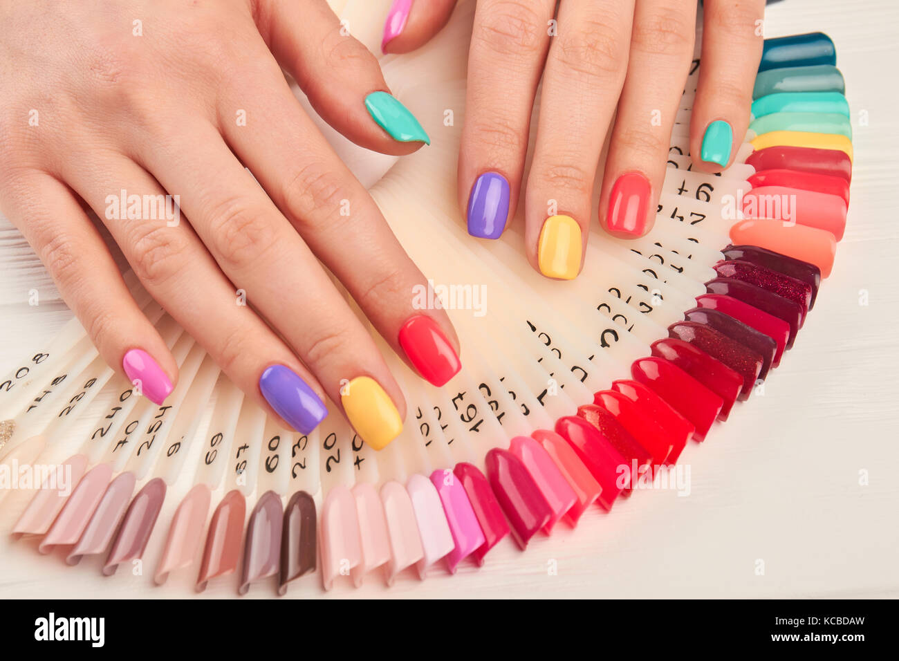 Summer manicure and nail color samples Stock Photo - Alamy