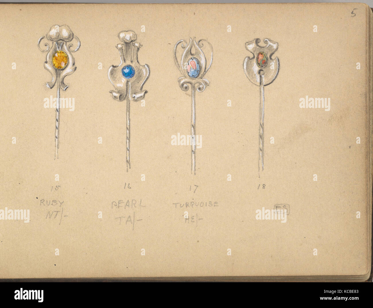 Four Designs for Silver Stickpins, Edgar Gilstrap Simpson, 1899 Stock ...