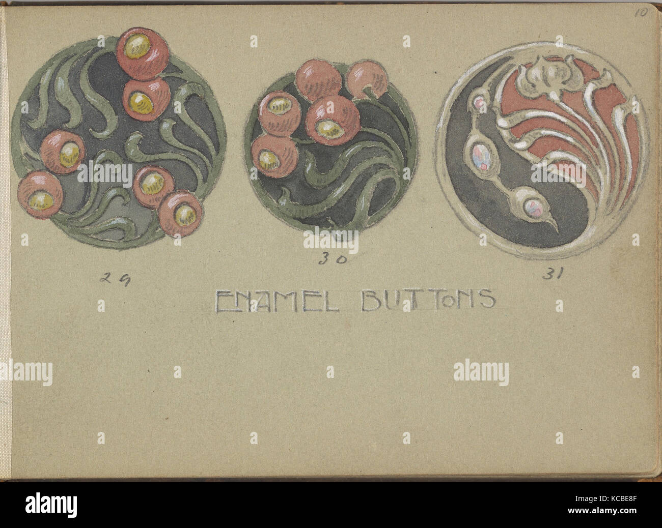 Three Designs for Enamel Buttons, Edgar Gilstrap Simpson, 1899 Stock ...