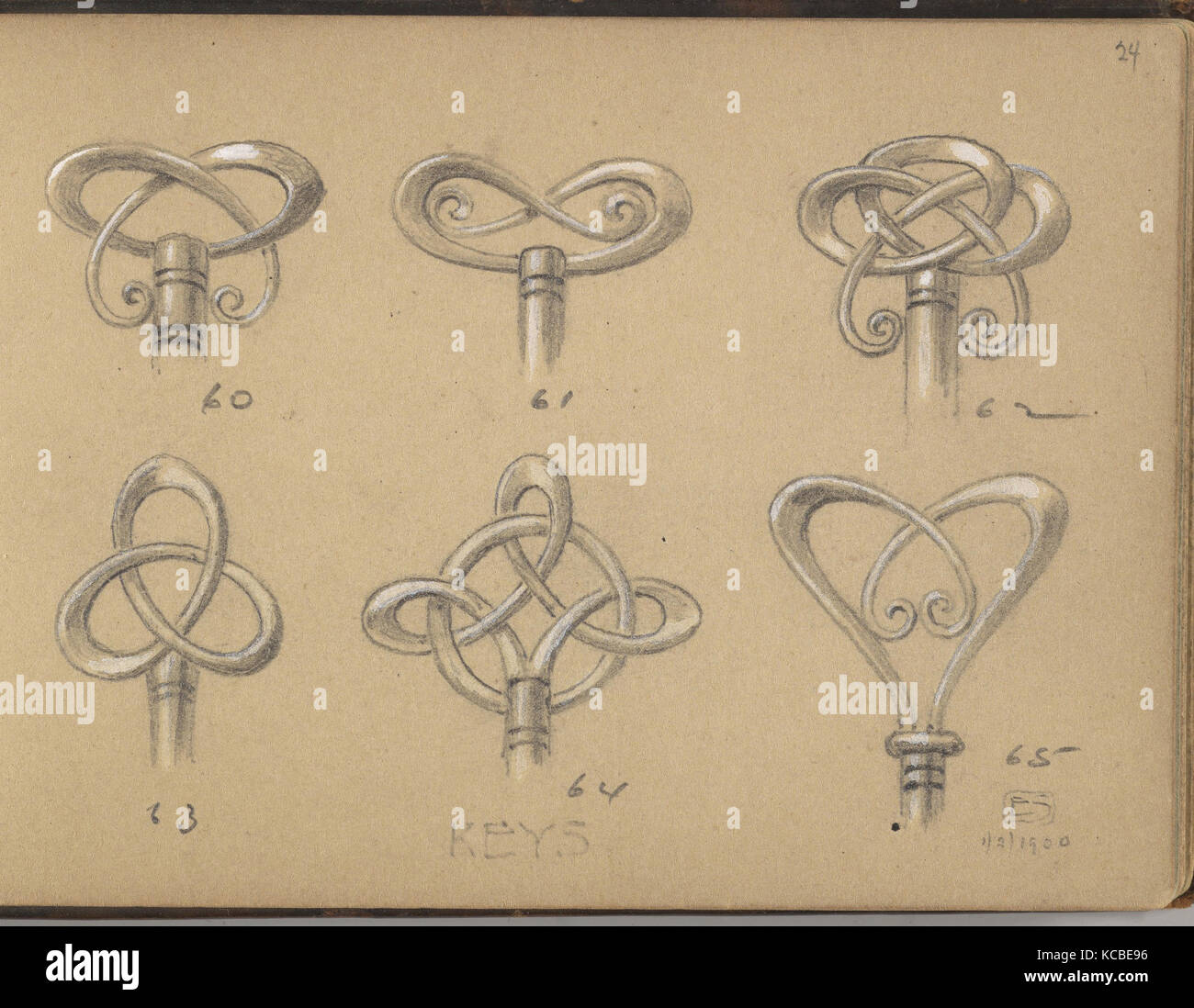 Six Designs for Key Grips, Edgar Gilstrap Simpson, 1900 Stock Photo - Alamy