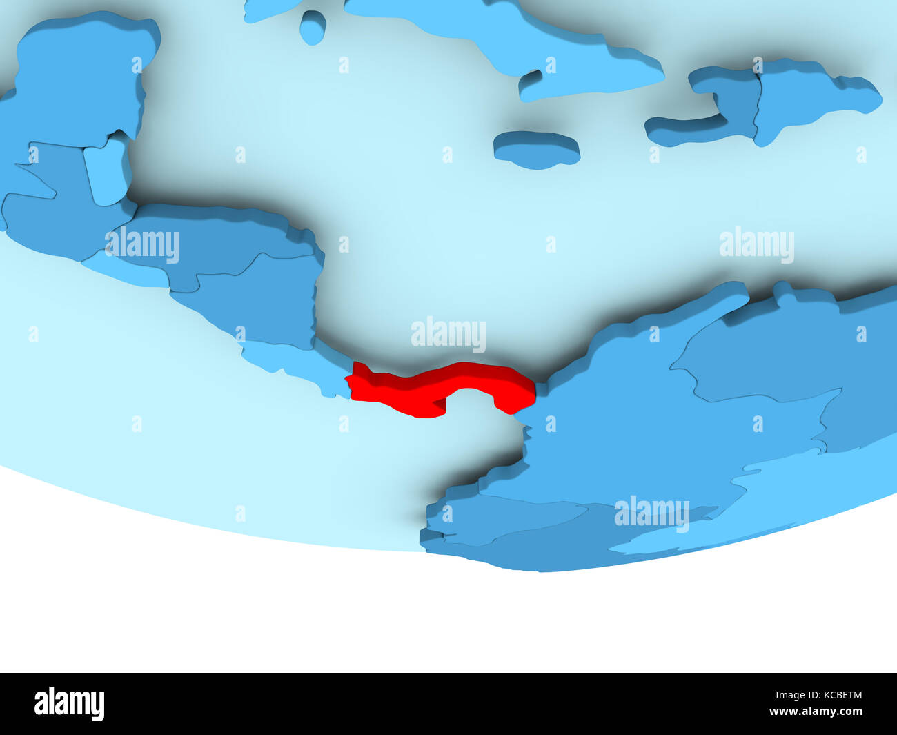 Illustration of Panama highlighted in red on blue globe. 3D ...