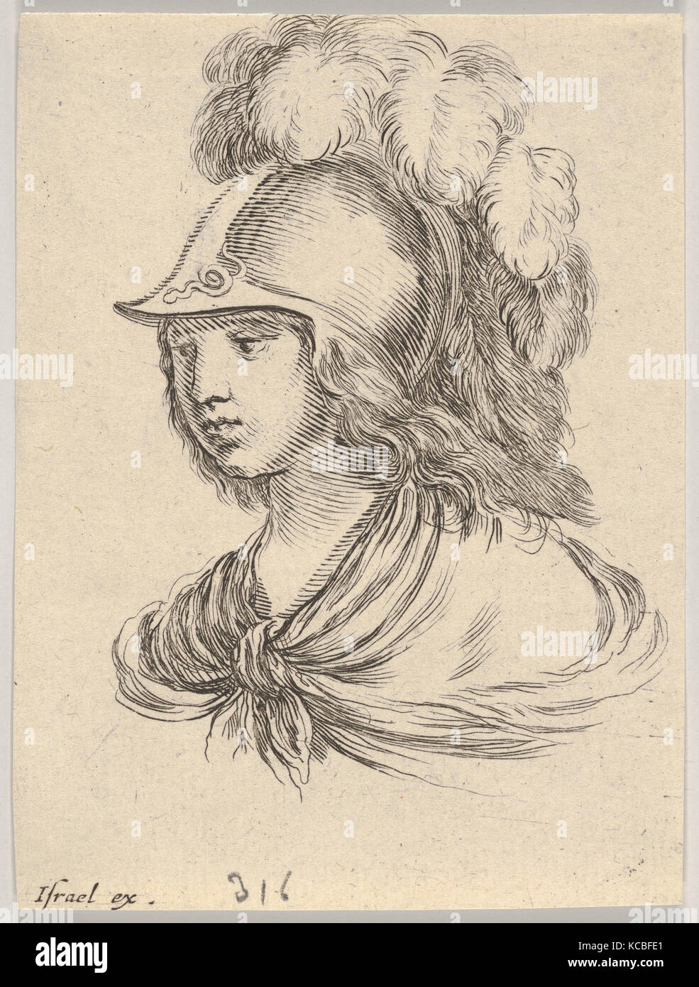 Plate 9: bust of Minerva, wearing a helmet with feathers, looking ...
