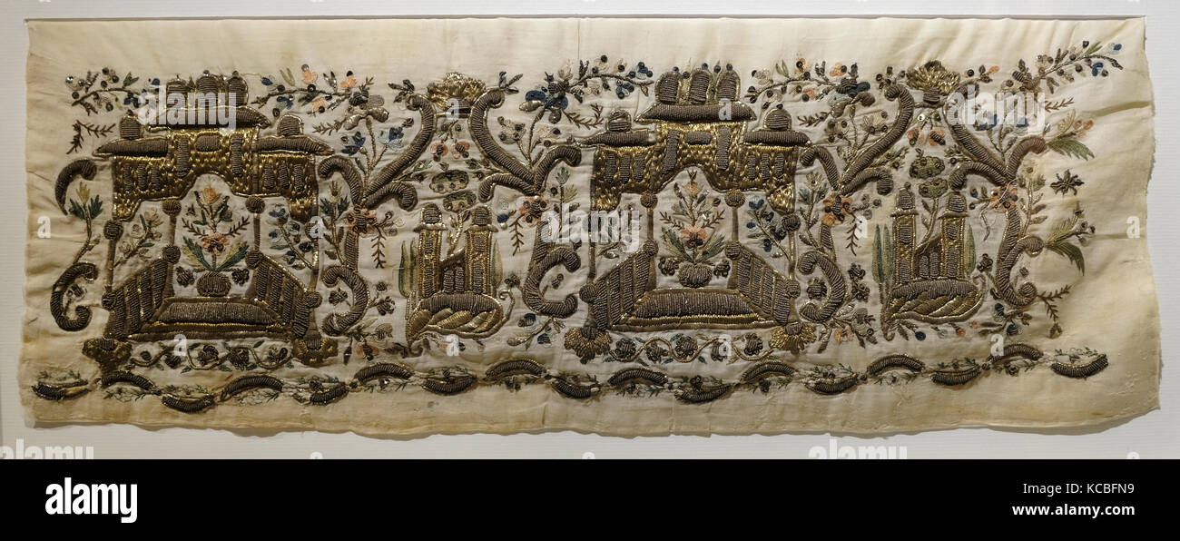 A Bridal Textile embroidered with silver, gold and silk threads ...