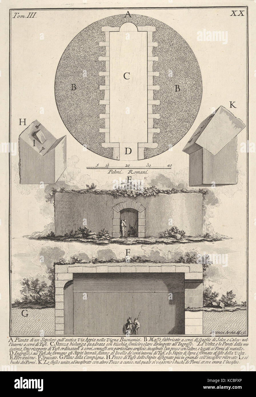 Plan of a tomb on the Appian Way in Vigna Buonamici (Pianta di un ...