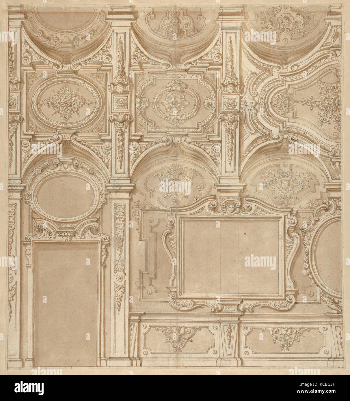 Design for a Wall and Ceiling with Frames and Decorations in Stucco ...