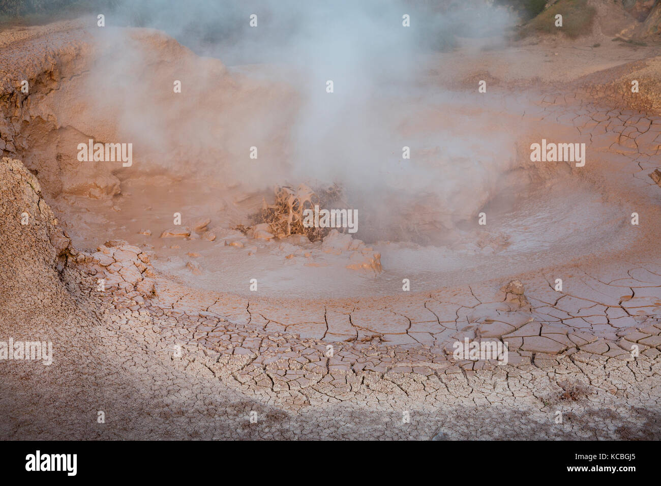 A view of the fumarolic fields near the Pauzhetka village in the Ust ...