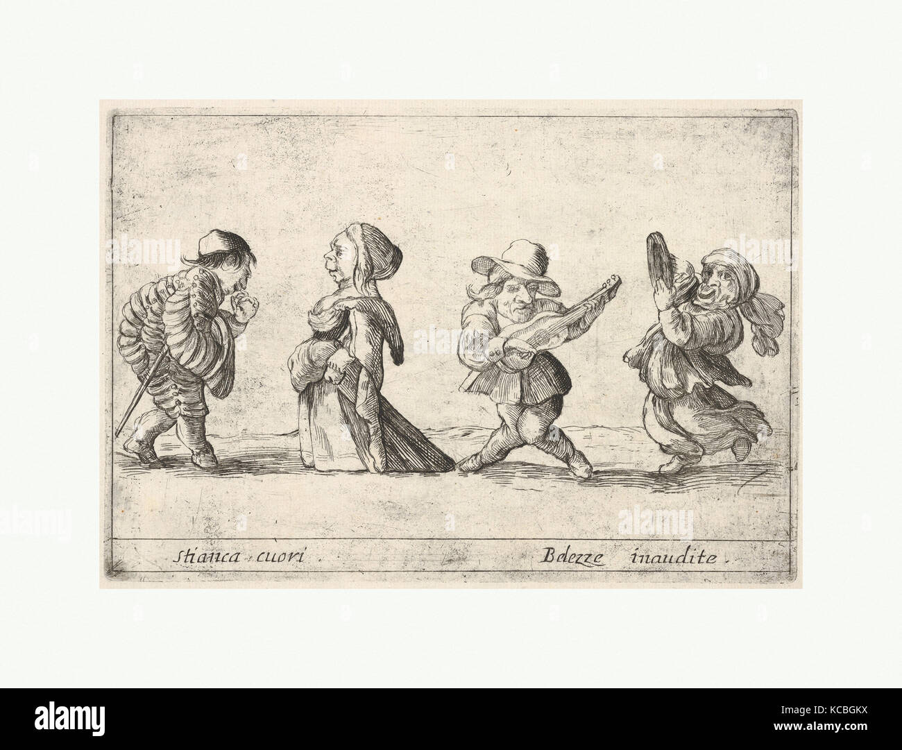 Callot figures; a well-dressed dwarf man to left declaring his love to ...
