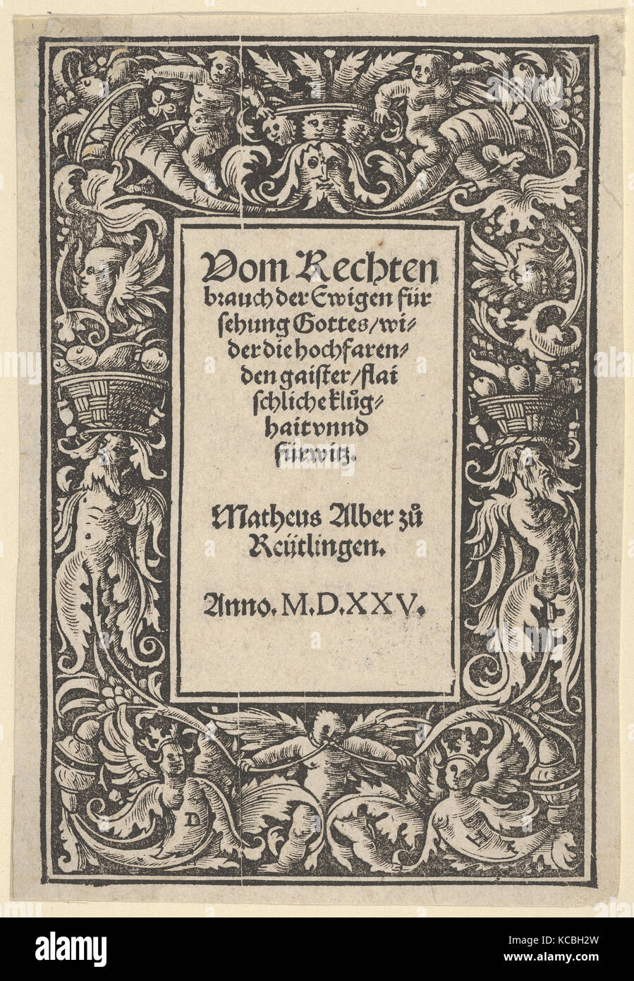 Title-Page Border, 1525, Woodcut, sheet: 6 3/16 x 4 1/4 in. (15.7 x 10. ...