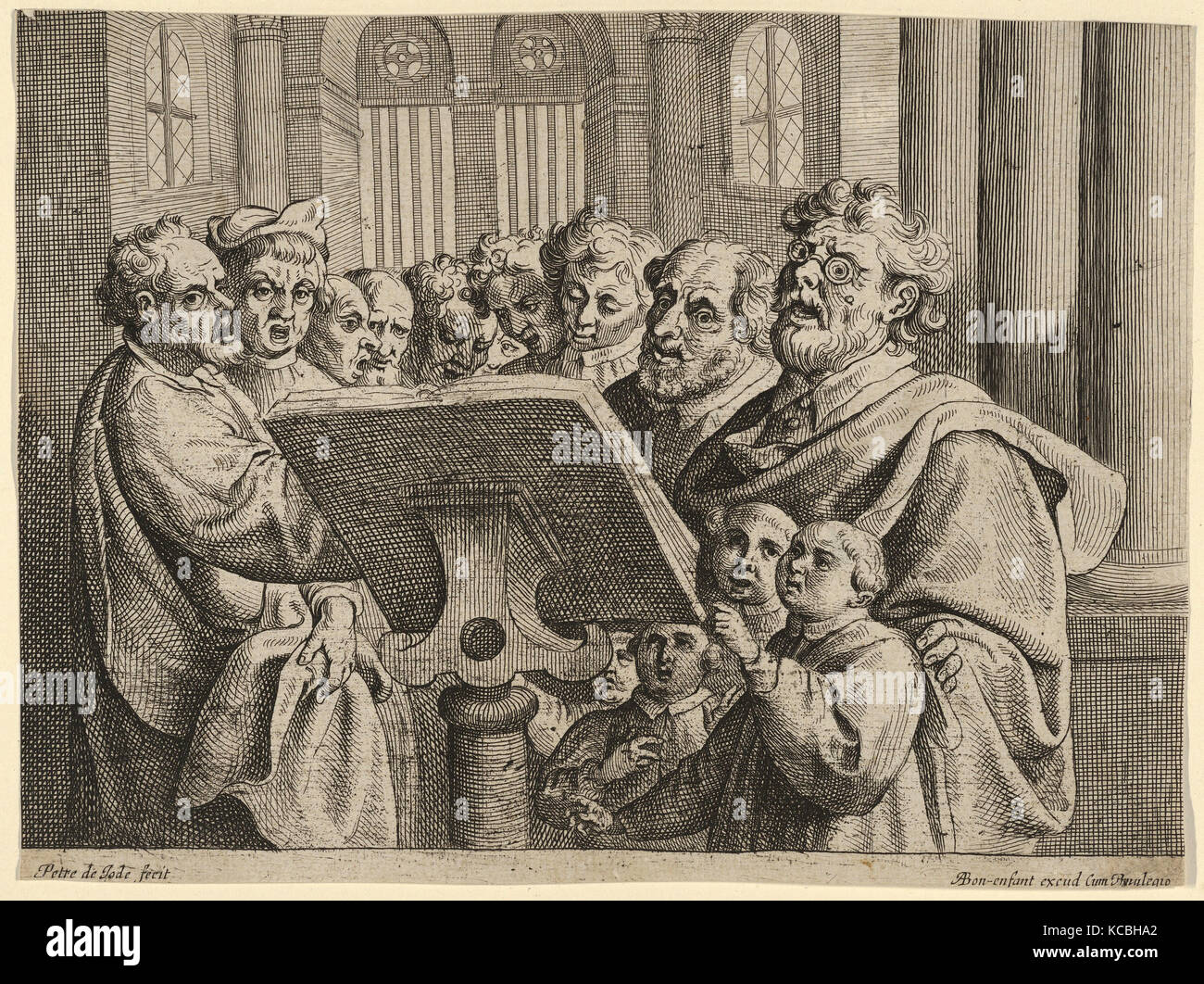 Drawings and Prints, print, Ten Men and Four Boys Singing in a Church ...