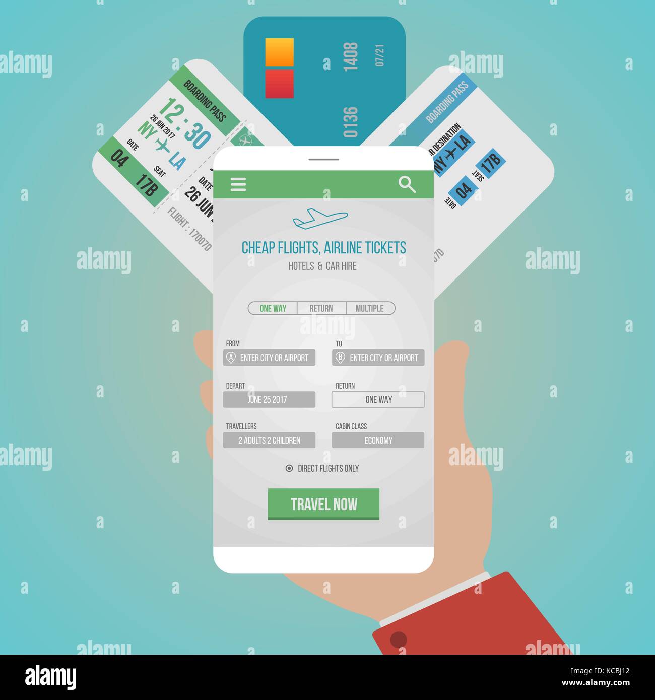 Mobile tickets boarding pass Stock Vector Images - Alamy
