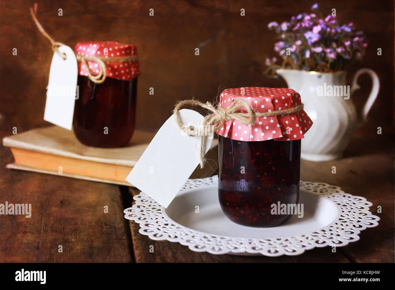 retro rustic homemade jam jar Stock Photo - Alamy
