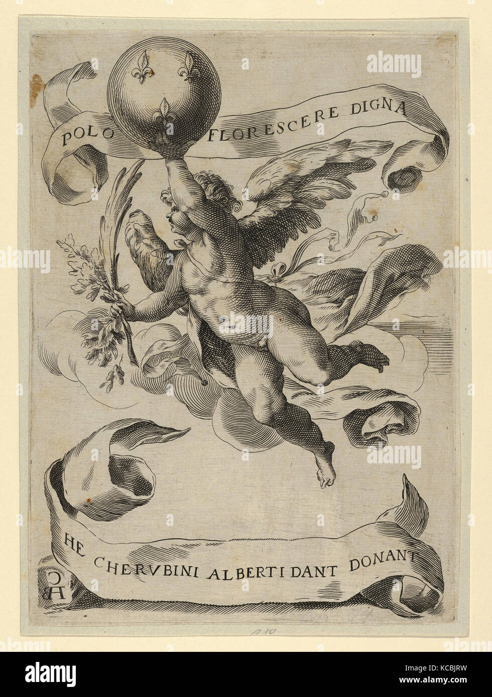 Drawings and Prints, Print, Winged genius with the Arms of the Medici ...