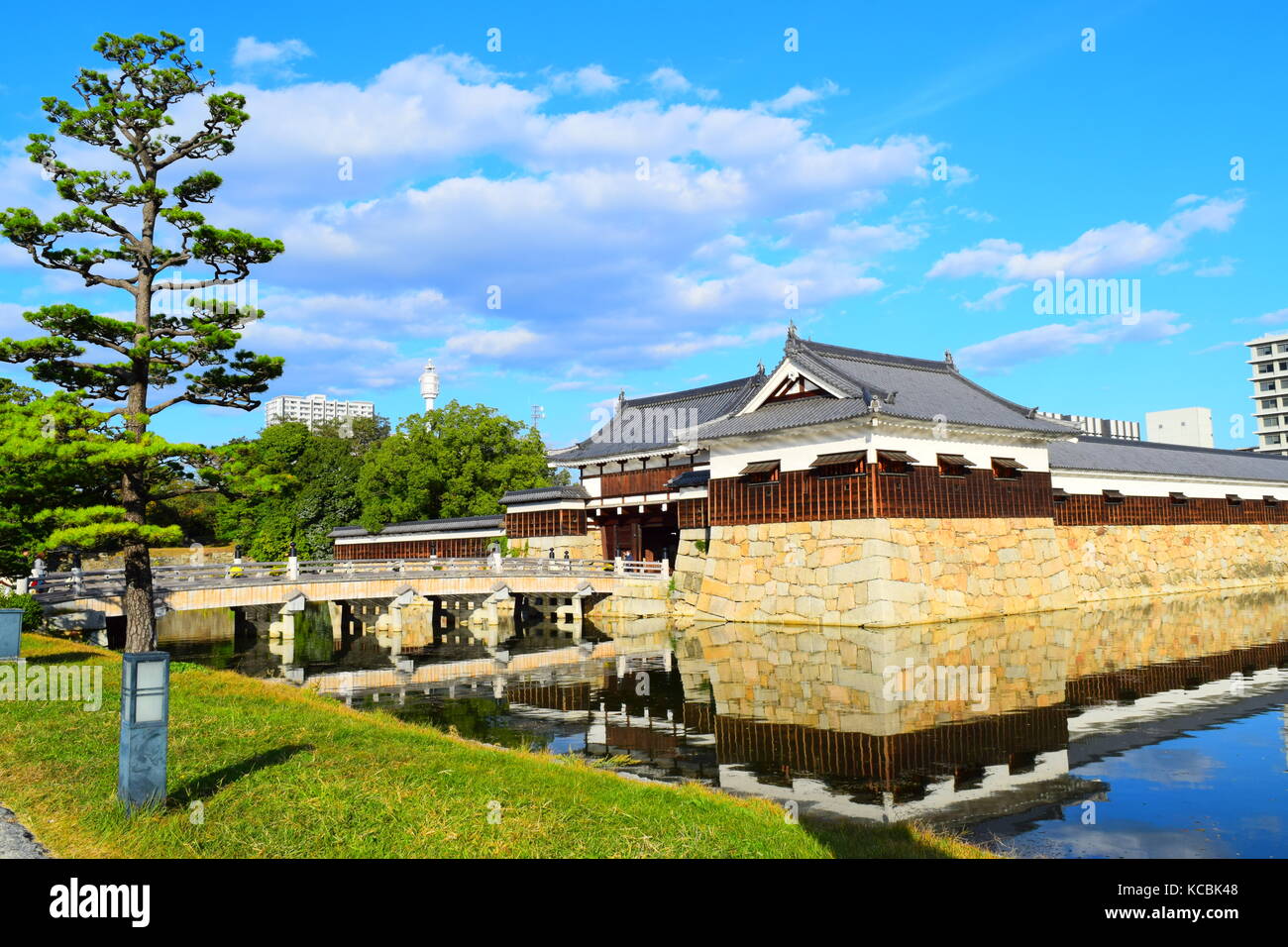 View of Hiroshima Castle on a beautiful day in Hiroshima Japan Stock ...