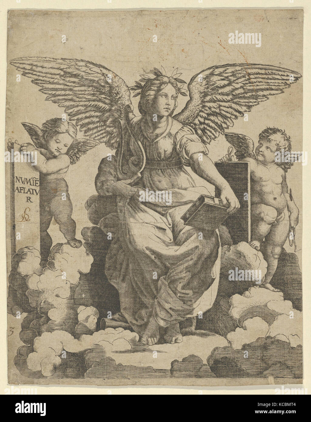 Poetry personified as a winged woman, Anonymous, After Marcantonio ...