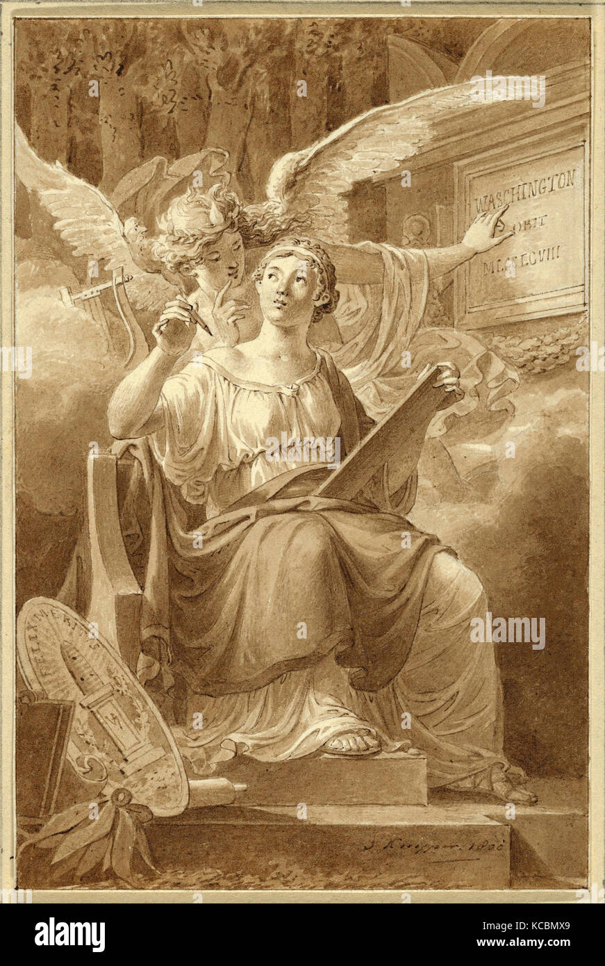 Drawings and Prints, Drawing, Allegory on the Death of George ...