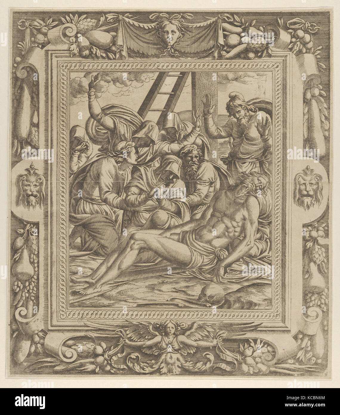 The Lamentation over Christ, 1535–55, Etching, Sheet (trimmed): 13 1/4 ...