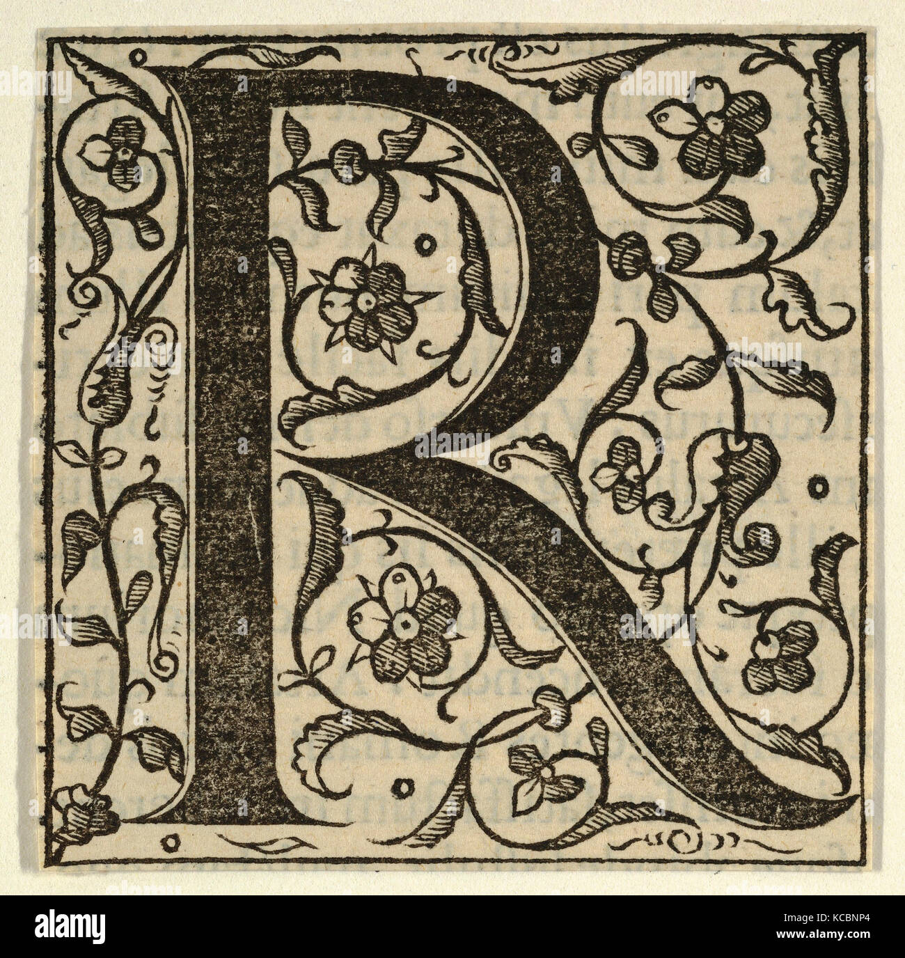 Drawings and Prints, Print, Initial letter R with garlands, mid-16th ...