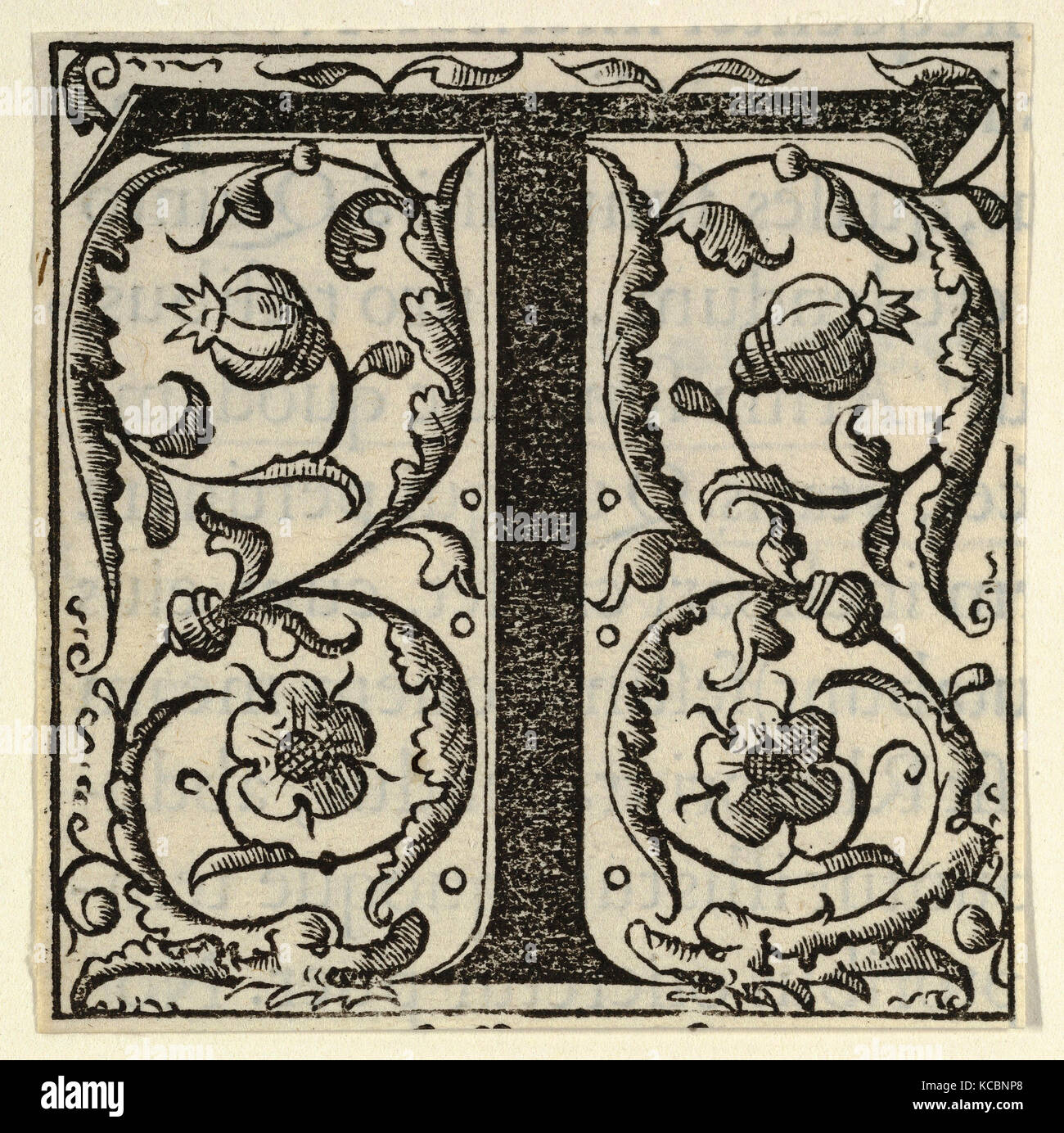 Drawings and Prints, Print, Initial letter T with garlands, mid-16th ...