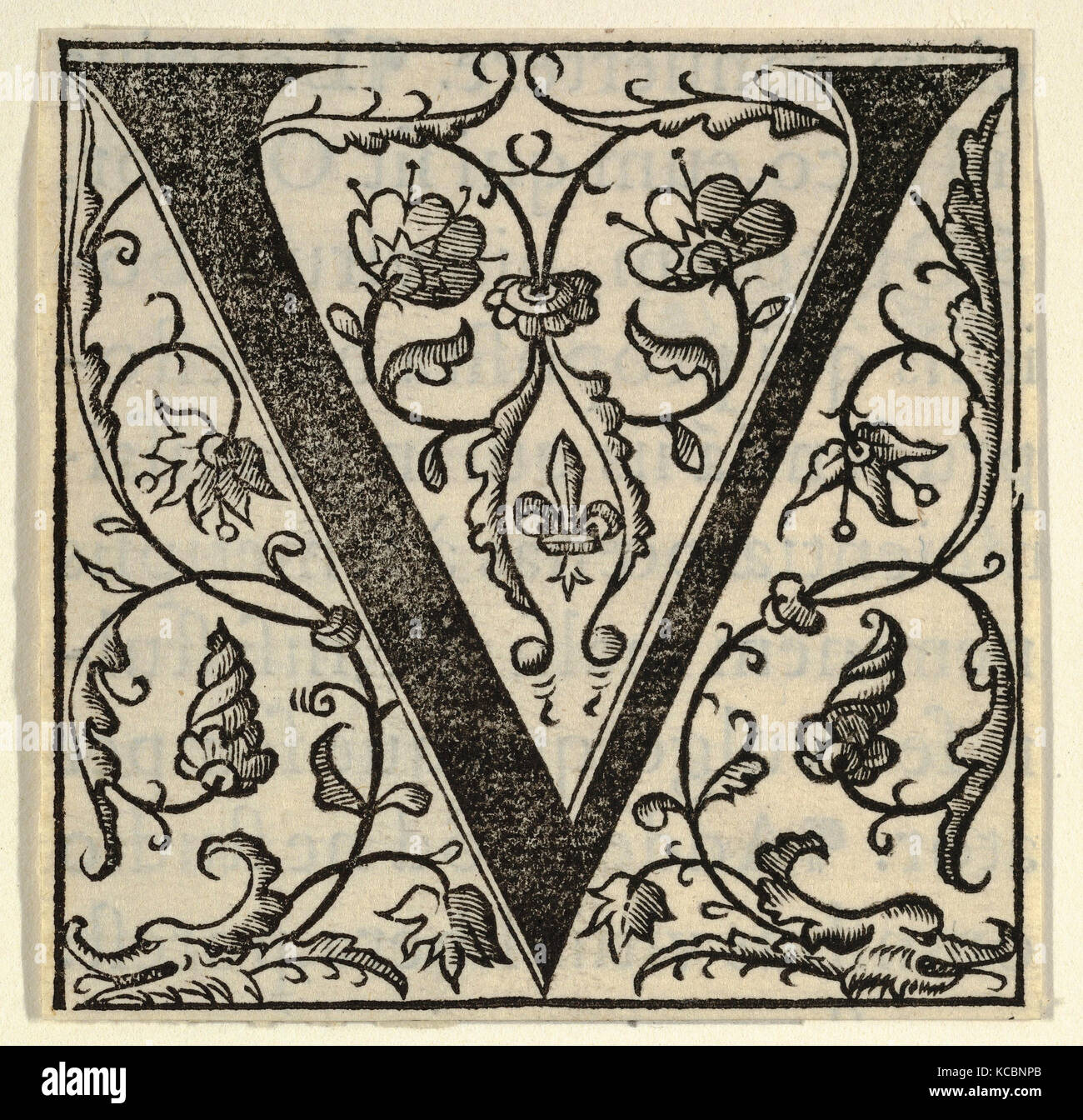 Drawings and Prints, Print, Initial letter V with garlands, mid-16th ...