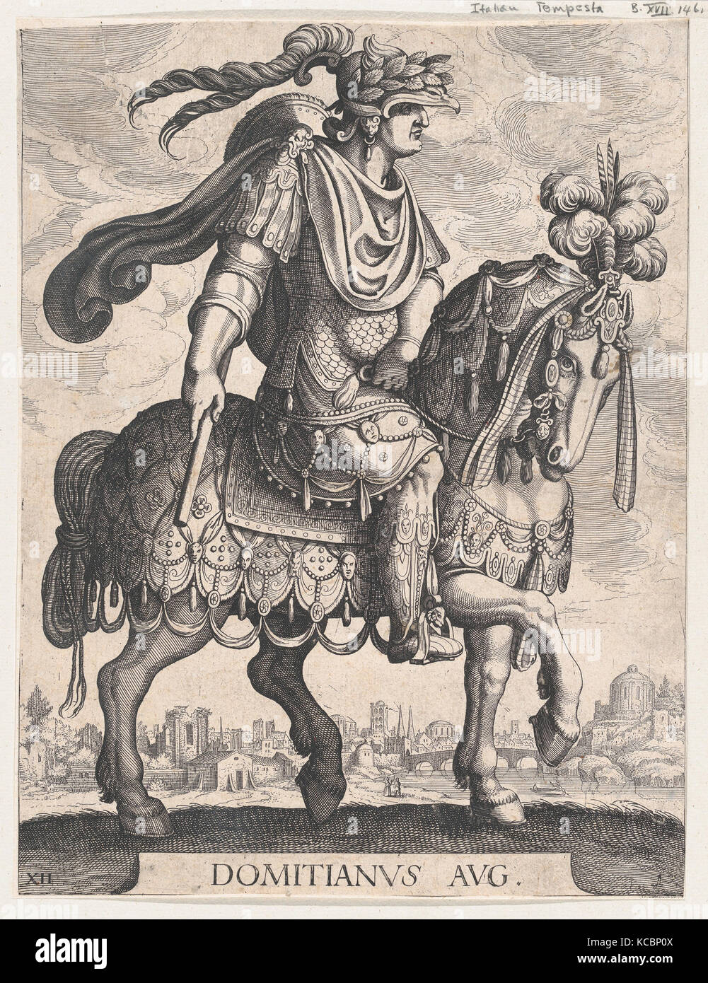 Plate 12: Emperor Domitian on horseback, from 'The First Twelve Roman ...