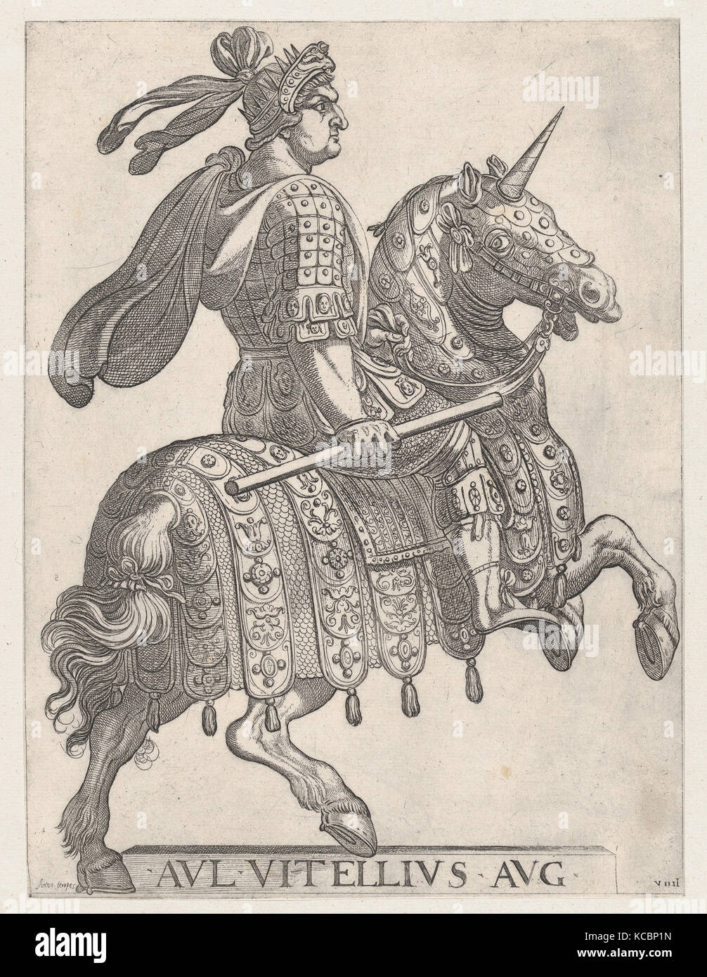 Plate 9: Emperor Vitellus on Horseback, from 'The First Twelve Roman ...