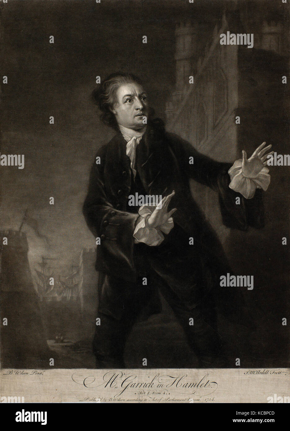 Drawings and Prints, Print, David Garrick in Hamlet (Shakespeare, Act 1 ...