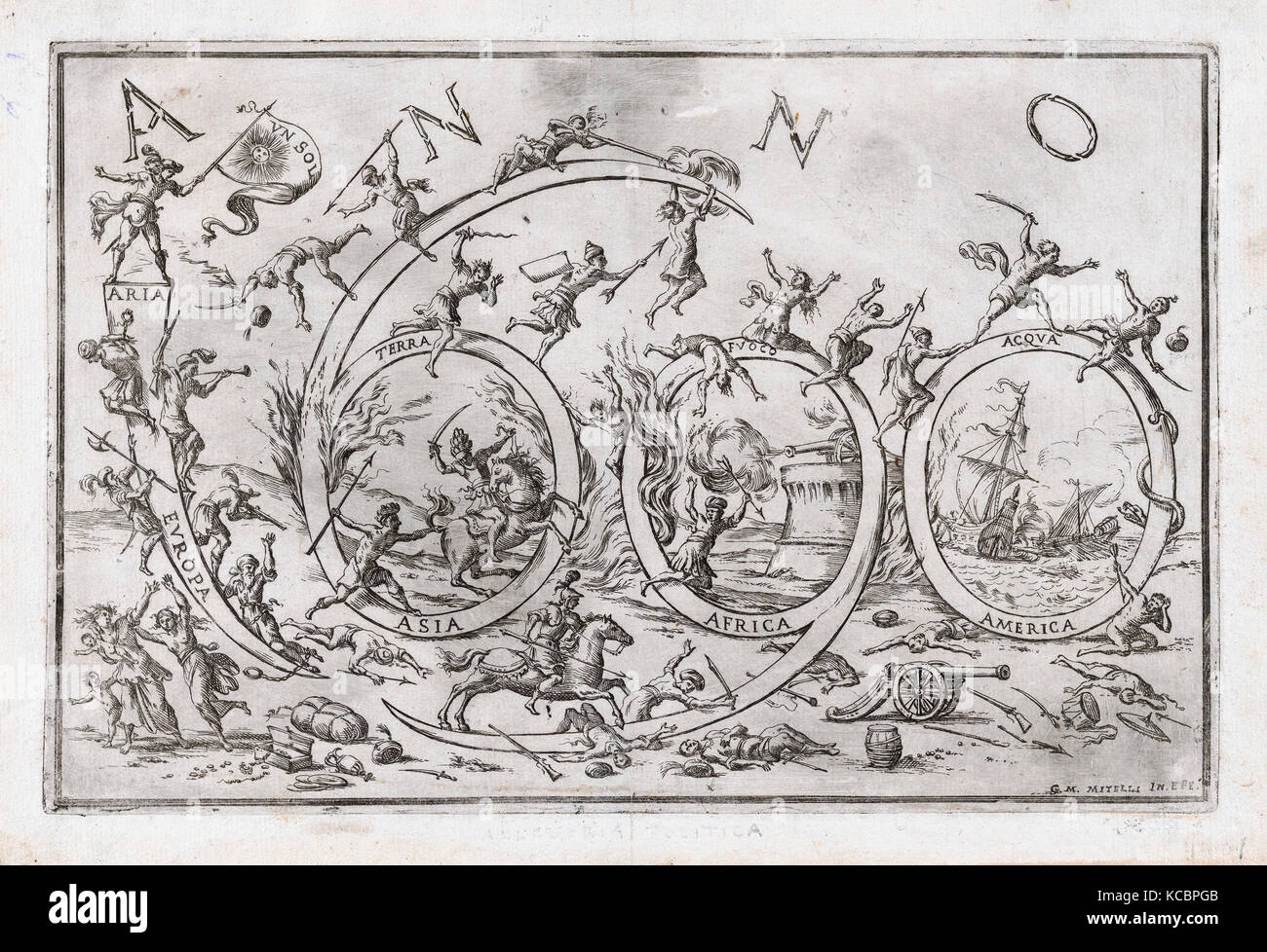 Drawings and Prints, Print, 'Anno 1690' (the Year 1690), with numerous ...