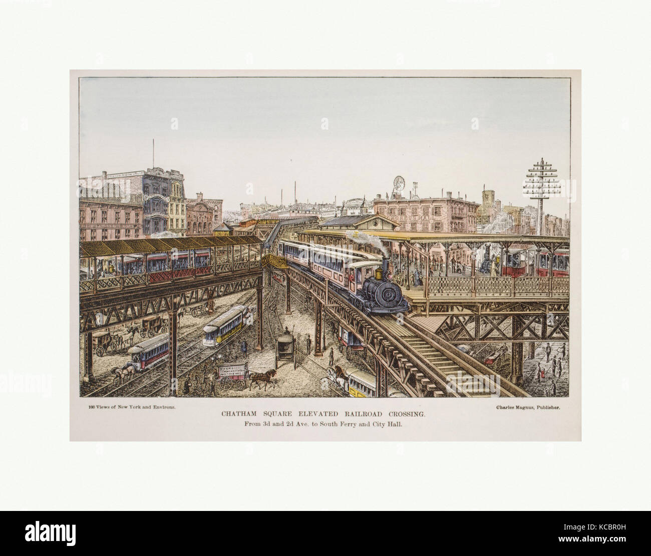 Chatham Square Elevated Railroad Crossing, 1850–1900 Stock Photo - Alamy